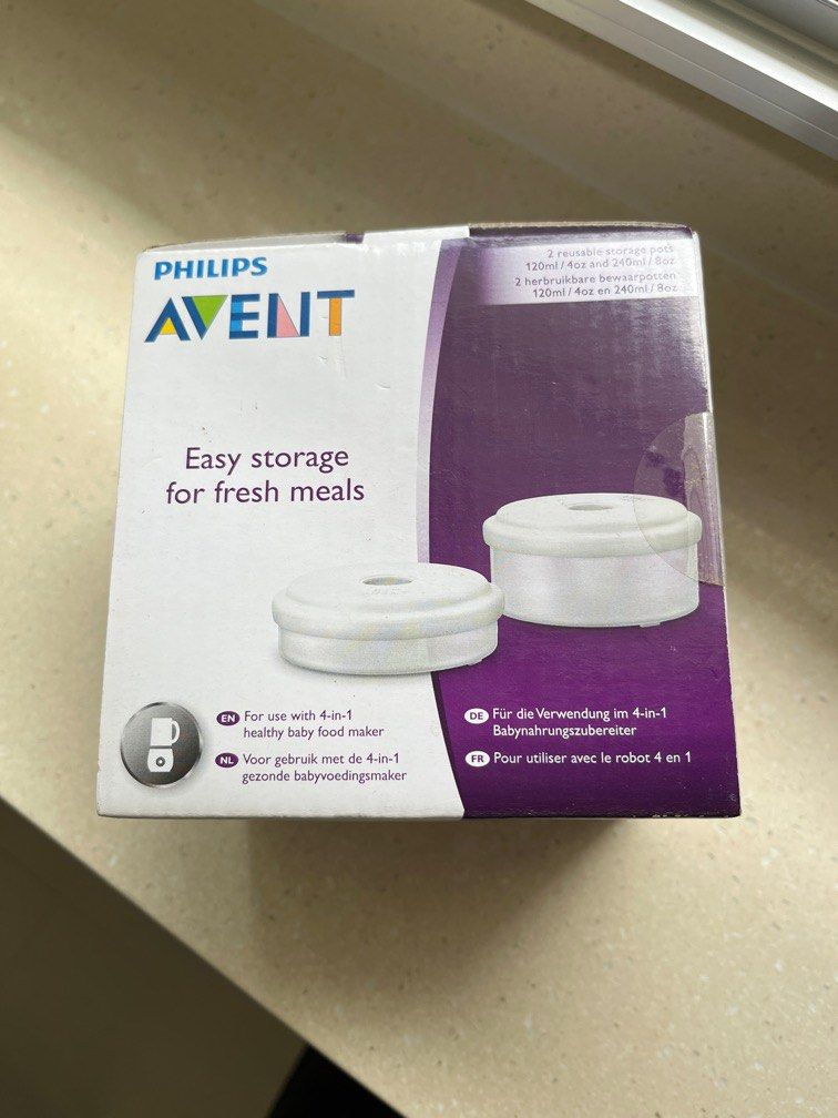 Philips Avent reusable storage pot 120ml and 240ml one pot each, Babies ...