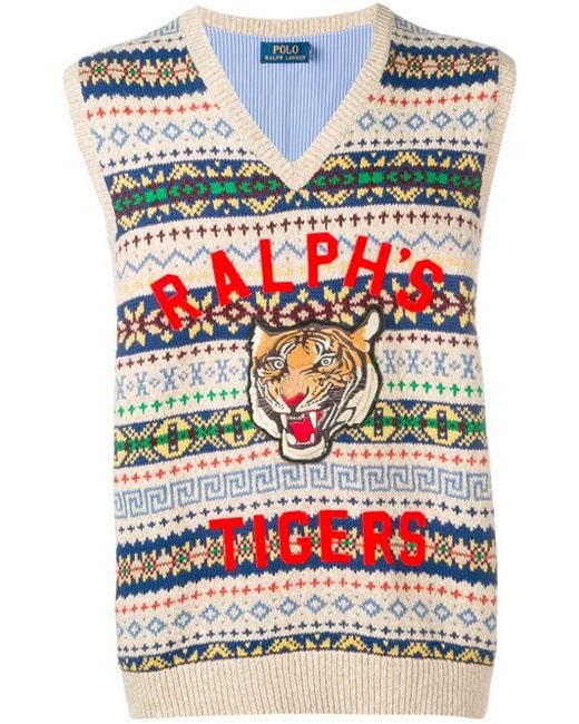 POLO RALPH LAUREN RALPH’S TIGERS KNIT VEST, 男裝, 運動服裝 - Carousell