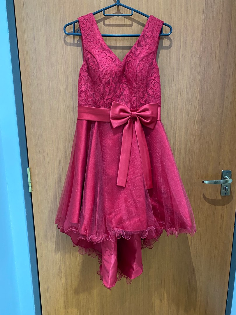 Pretty front short back long, knee length evening dress / gown, Women's ...