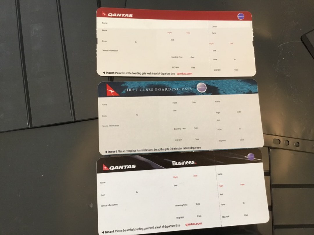 Qantas airlines Boarding pass Economy, Business & first class used # 84 ...