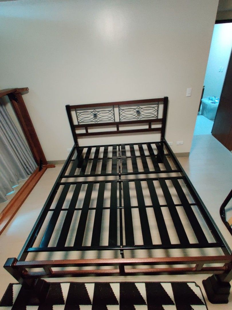 Queen Size Metal Bed Frame with bed risers, Furniture & Home Living ...