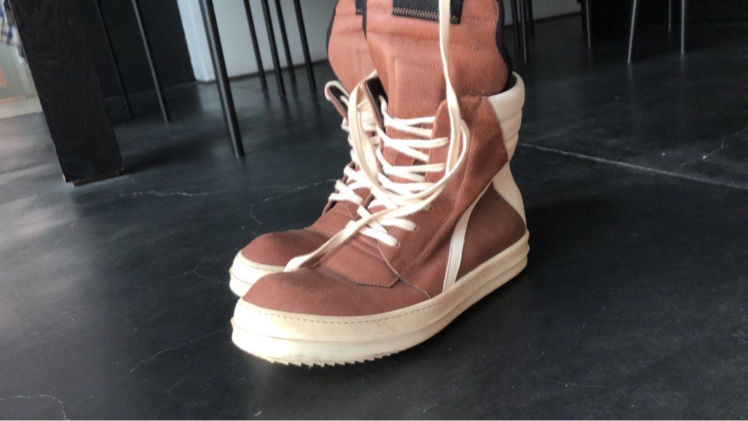 Rick Owens Blood Geobaskets, Luxury, Sneakers & Footwear on Carousell