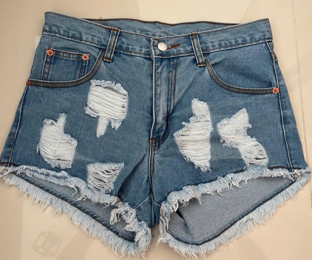 Ripped Denim Shorts (myshop), Women's Fashion, Bottoms, Shorts on Carousell