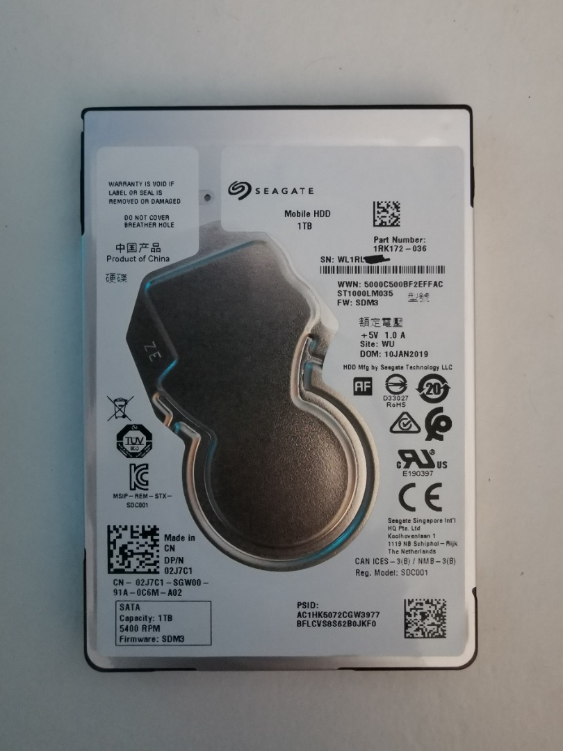 Seagate 2.5" 1TB Mobile HDD - Hard Disk Drive - Laptop Desktop ...