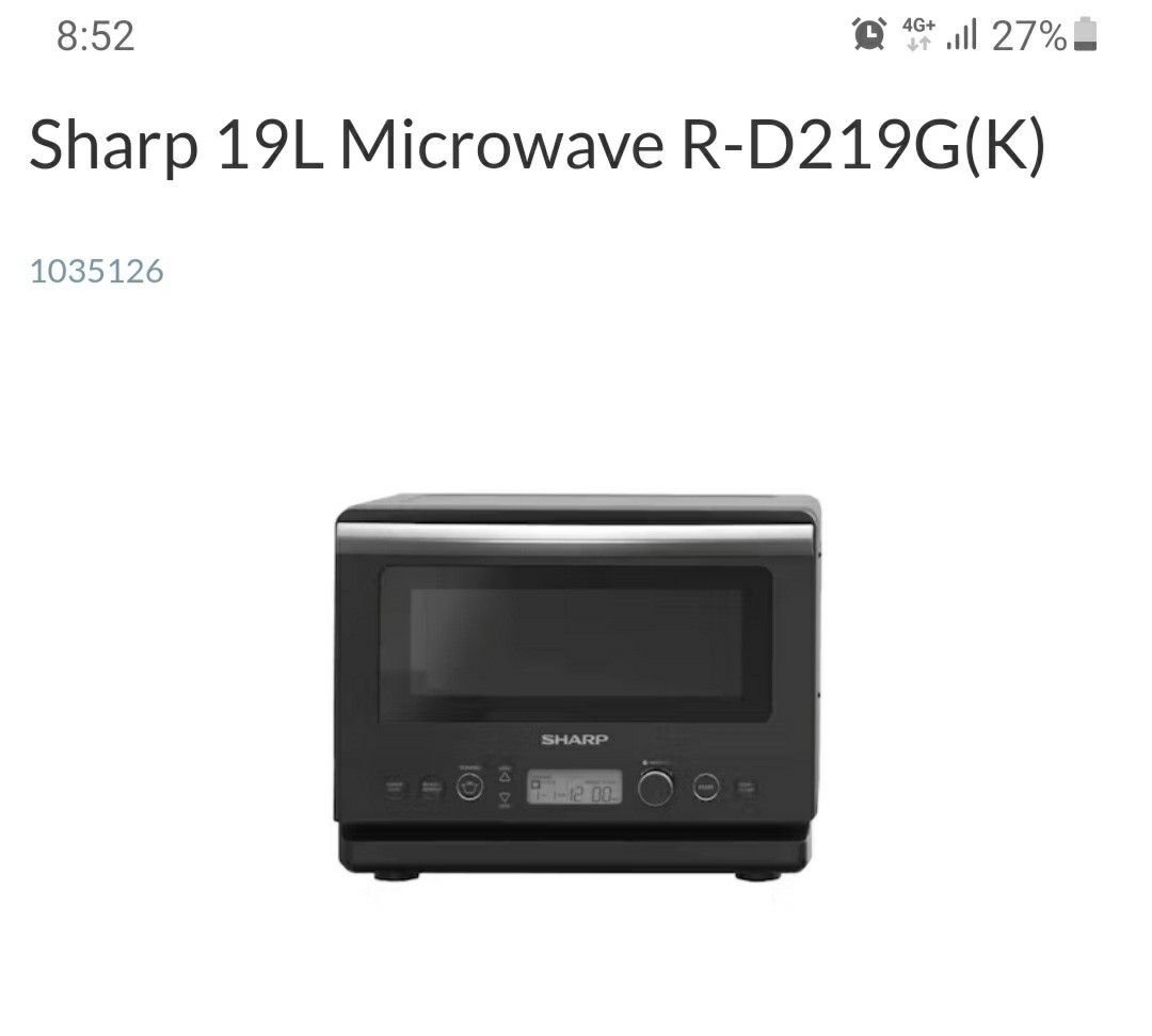 Sharp 19L Microwave. Model R-D219 G. BRAND NEW., TV & Home Appliances ...