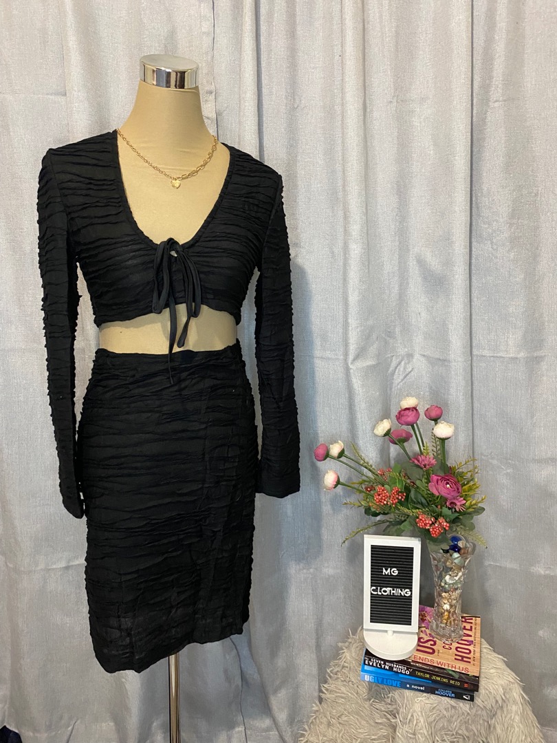 Shein Black Coords (Crop top and skirt), Women's Fashion, Dresses ...