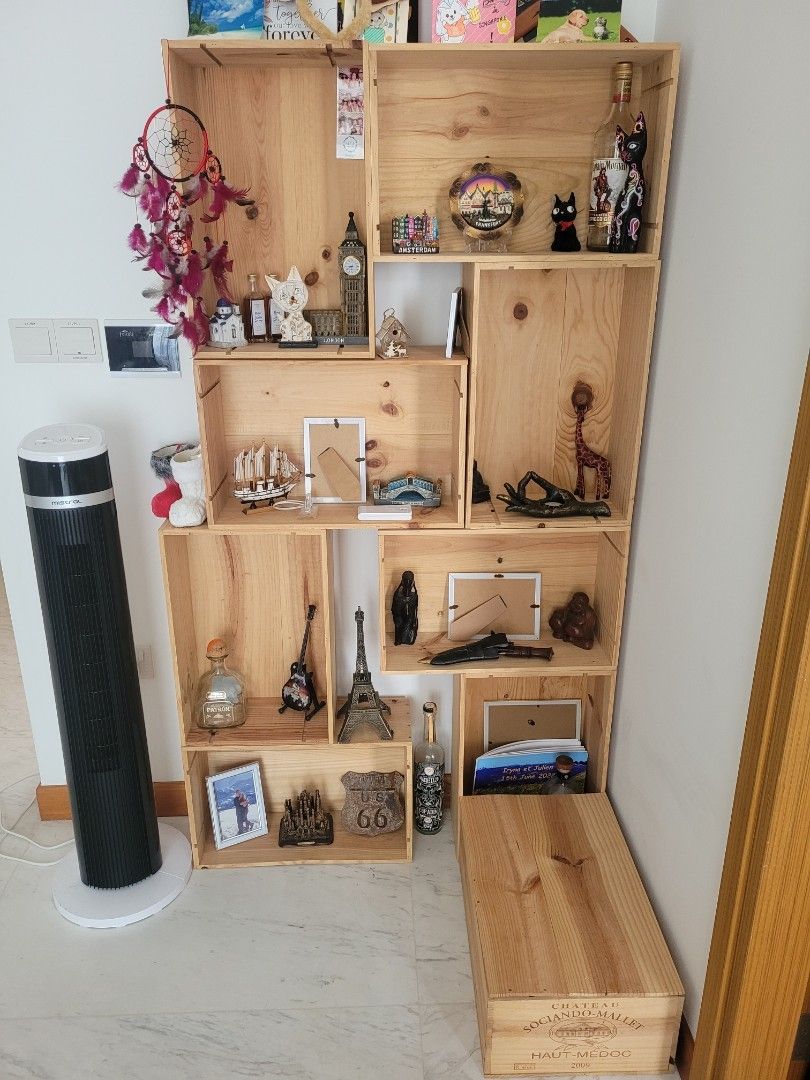 Shelving wooden crates decor wall rack, Furniture & Home Living ...