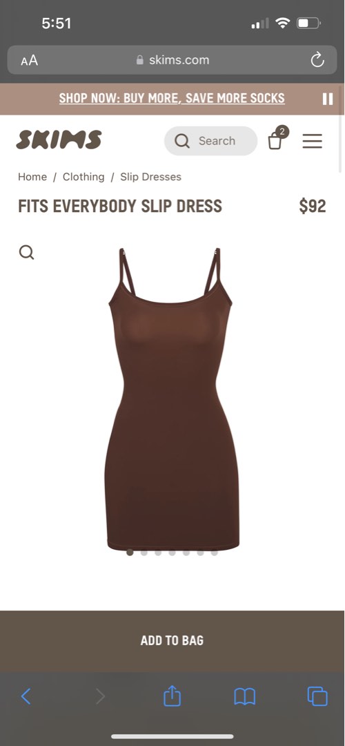 Skims Fits Everybody Slip Dress in Cocoa, Women's Fashion, Dresses ...