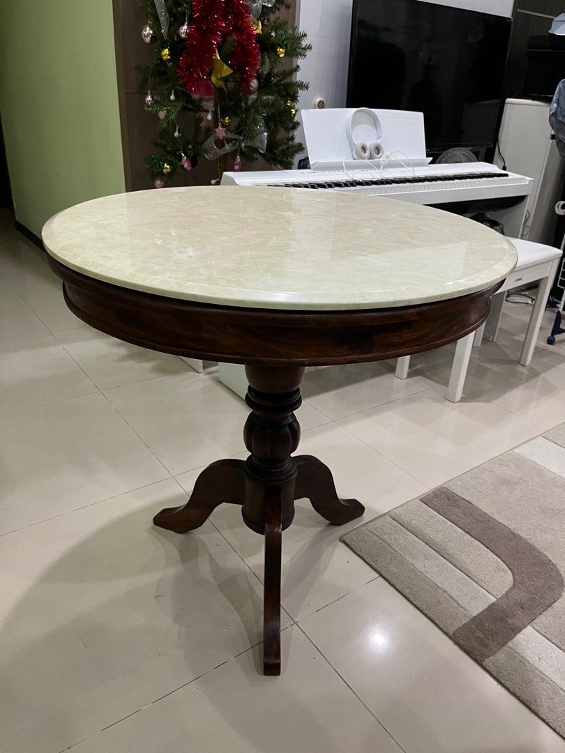 Smaller Marble Table 80cm Antique vintage dinner table side table round ...