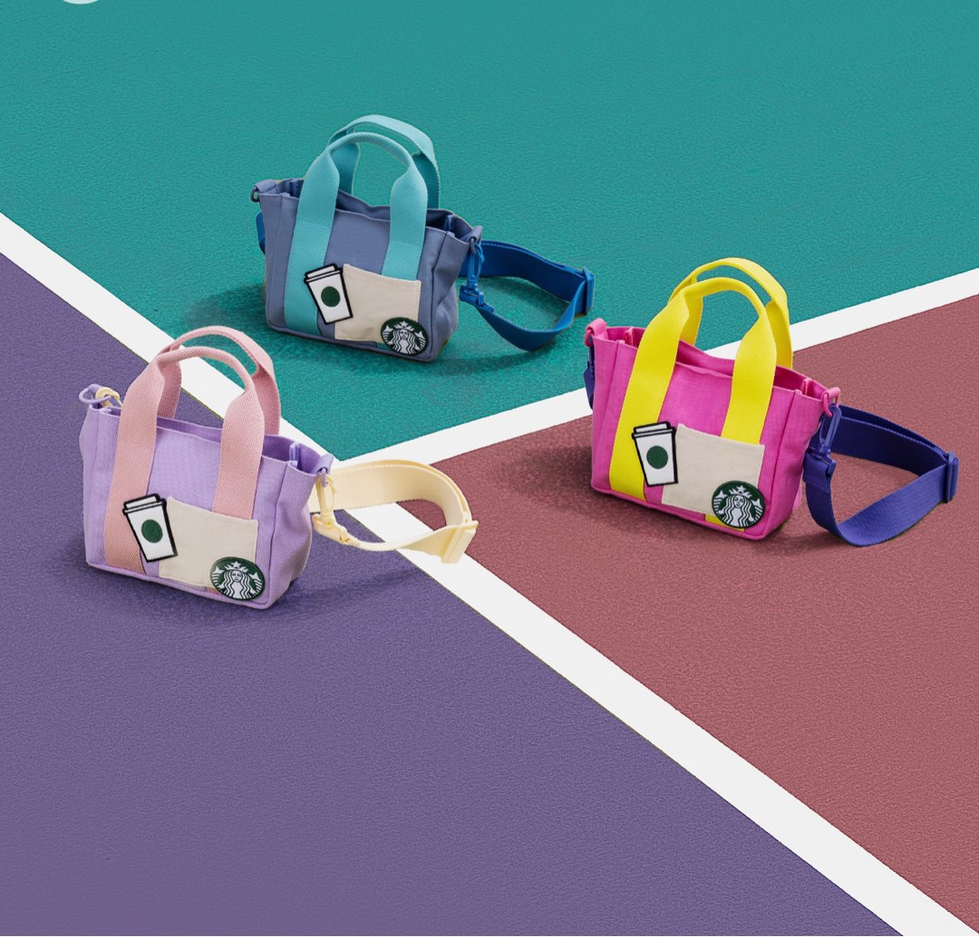 STARBUCKS COLOUR BLOCK MINI TOTE, Women's Fashion, Bags & Wallets ...