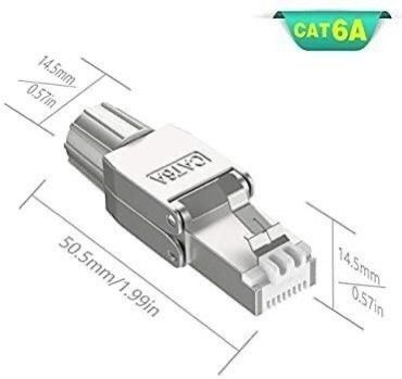 T222 VCELINK RJ45 Cat6A Connectors Tool-Free Reusable Shielded Ethernet Termination Plugs for ...