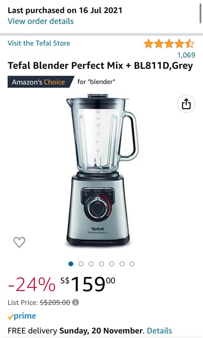 Tefal Perfect Mix Blender good as new!, TV & Home Appliances, Kitchen Appliances, Juicers ...