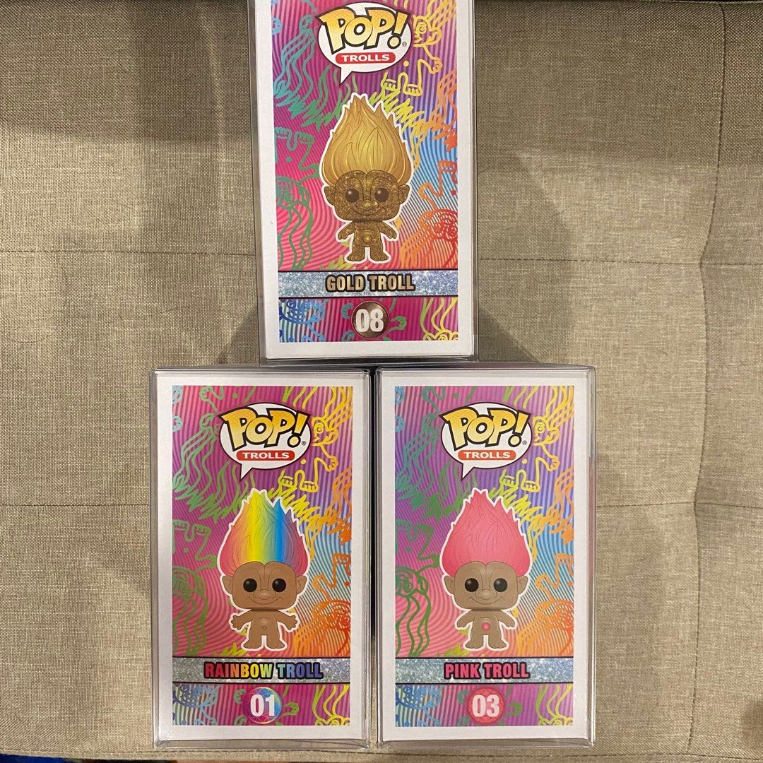 Trolls Funko Pop (Gold Diamond Glitter, Pink Troll, Rainbow Troll ...
