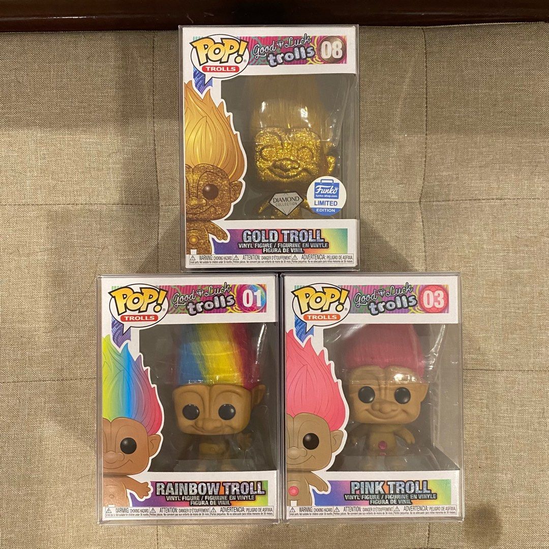 Trolls Funko Pop (Gold Diamond Glitter, Pink Troll, Rainbow Troll ...
