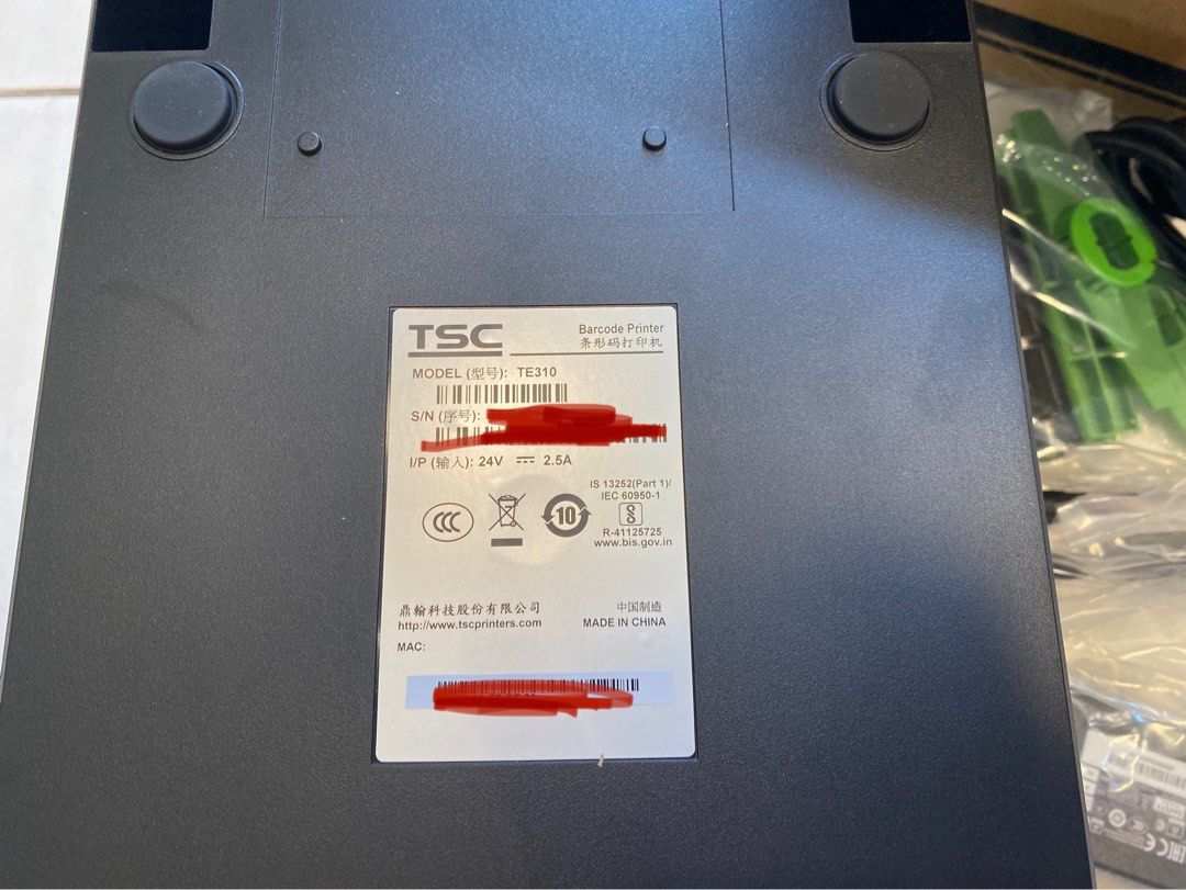 TSC TE310 標籤機 條碼機 熱感式熱轉式兩用機 有網路孔(LAN)全新已拆封檢測試印沒問題, 電腦及科技產品, 印表機及影印機在旋轉拍賣