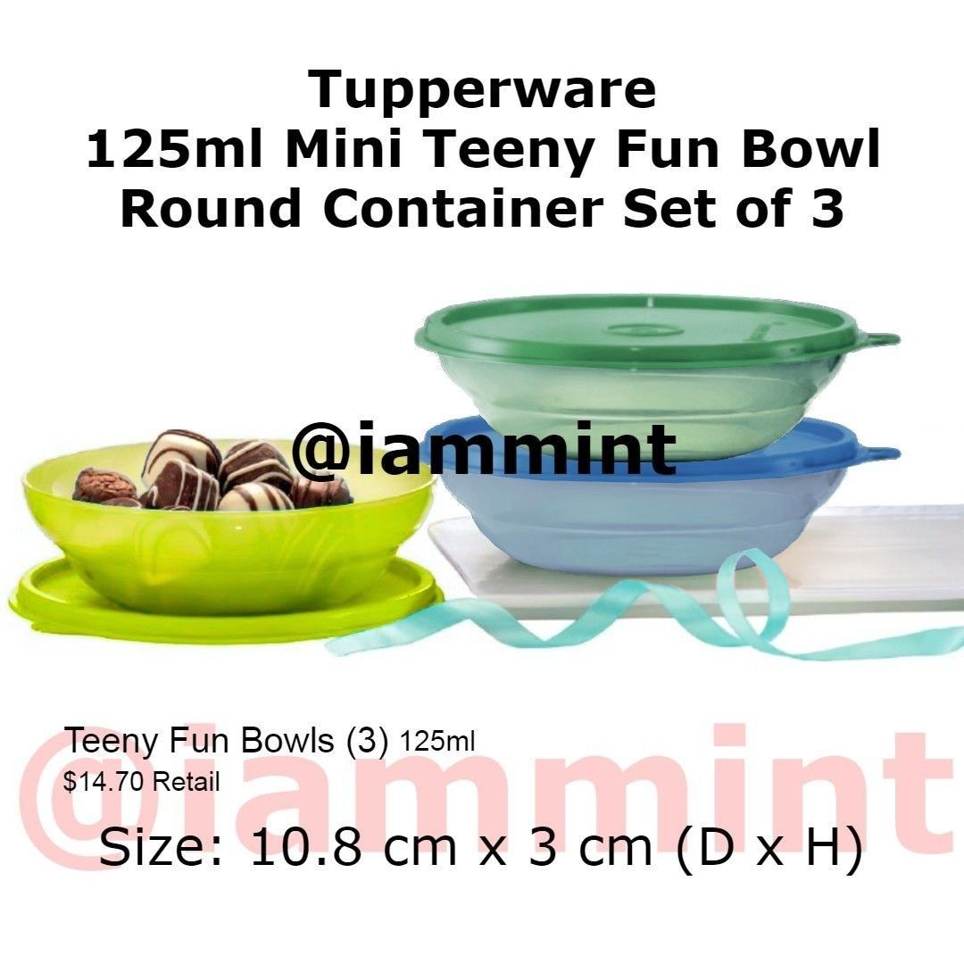 Tupperware 125 ml Mini Teeny Petite Fun Bowl Round Container Set of 3 ...