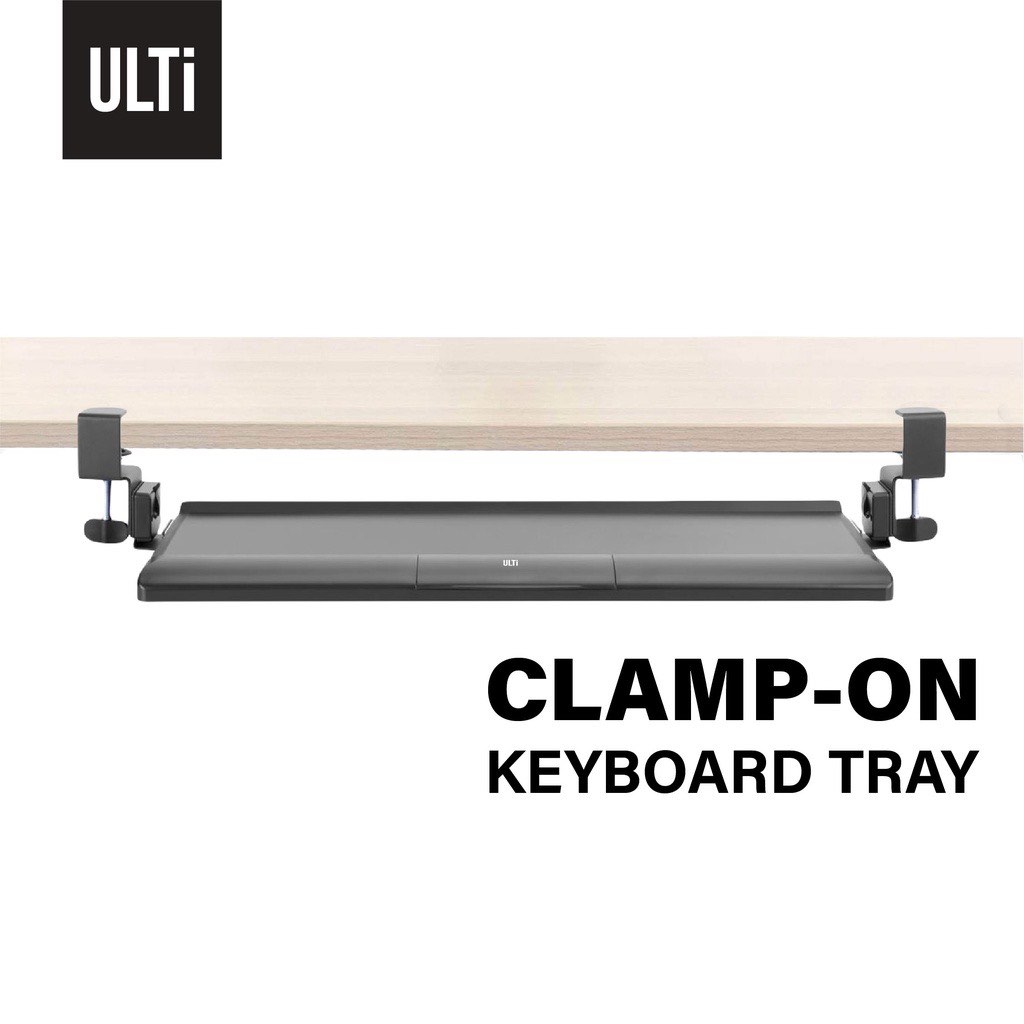 ULTi Clamp-on Keyboard Tray for Standing Desk, Under Desk Pull Out ...