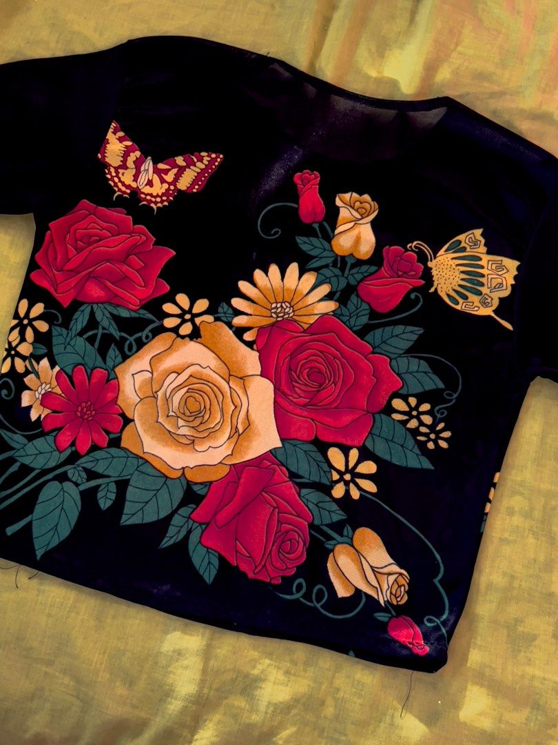 Vintage rose shirt, Women's Fashion, Tops, Blouses on Carousell