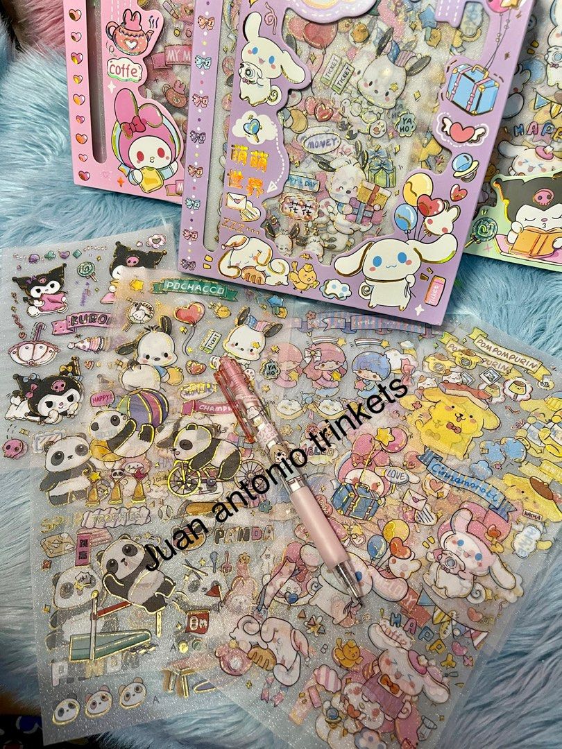 Waterproof transparent Scrapbooking Sanrio Stickers w/Pen Cutter ...