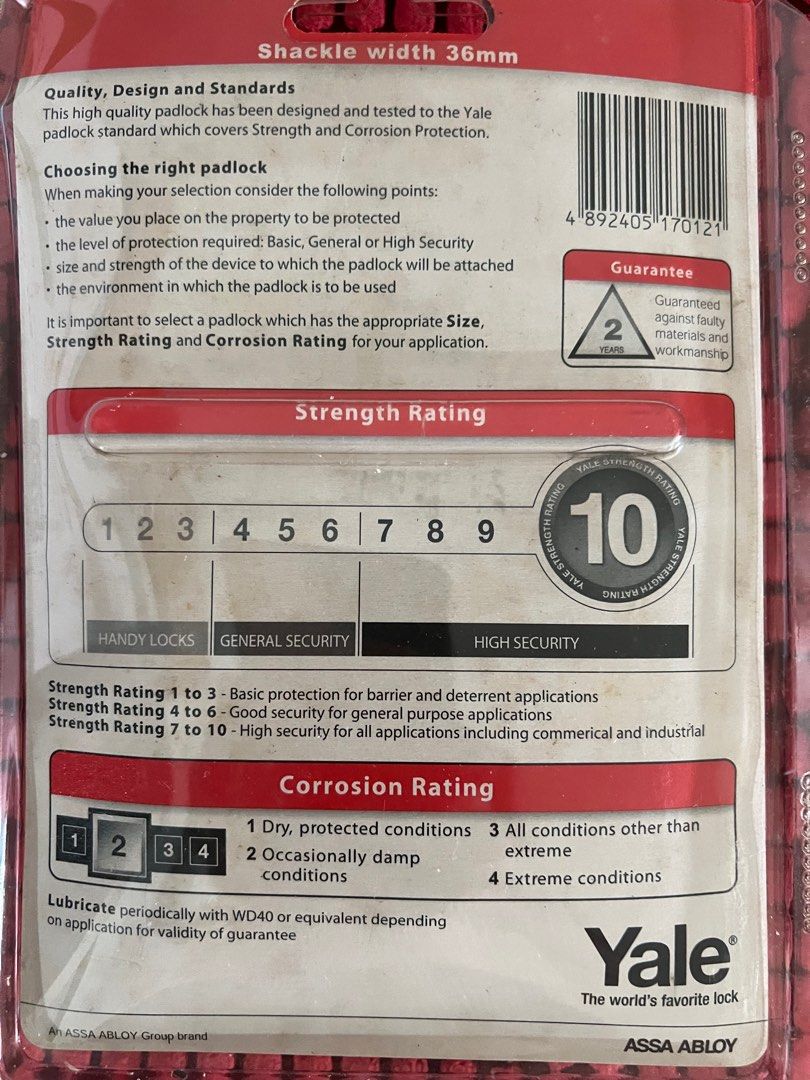 Yale Dimple Key lock-V1800.80, Furniture & Home Living, Security ...