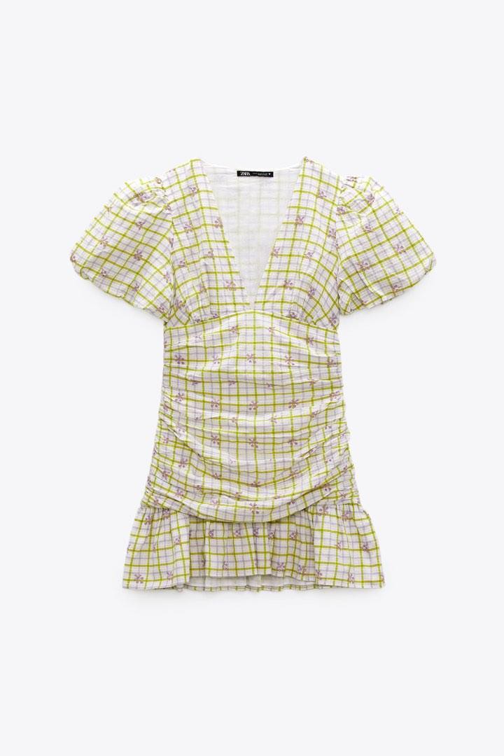 ZARA checkered draped dress, Women's Fashion, Dresses & Sets, Dresses ...
