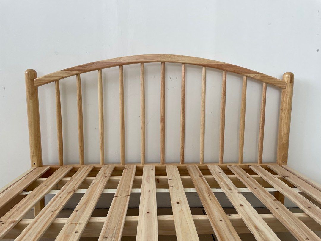 02 Wensa queen solid wood bed frame, Furniture & Home Living, Furniture ...