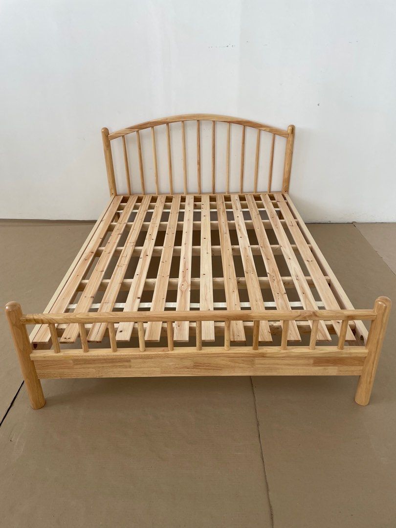 02 Wensa queen solid wood bed frame, Furniture & Home Living, Furniture ...
