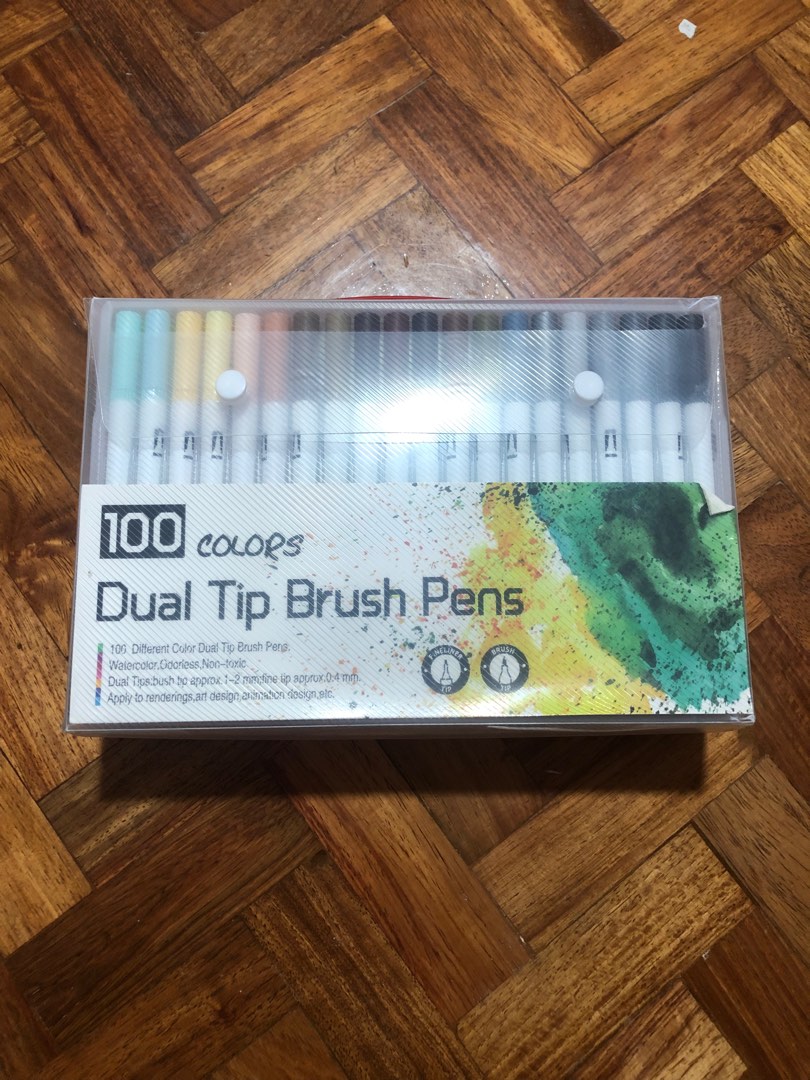 100 Colors Dual Tip Brush Pen, Hobbies & Toys, Stationary & Craft ...
