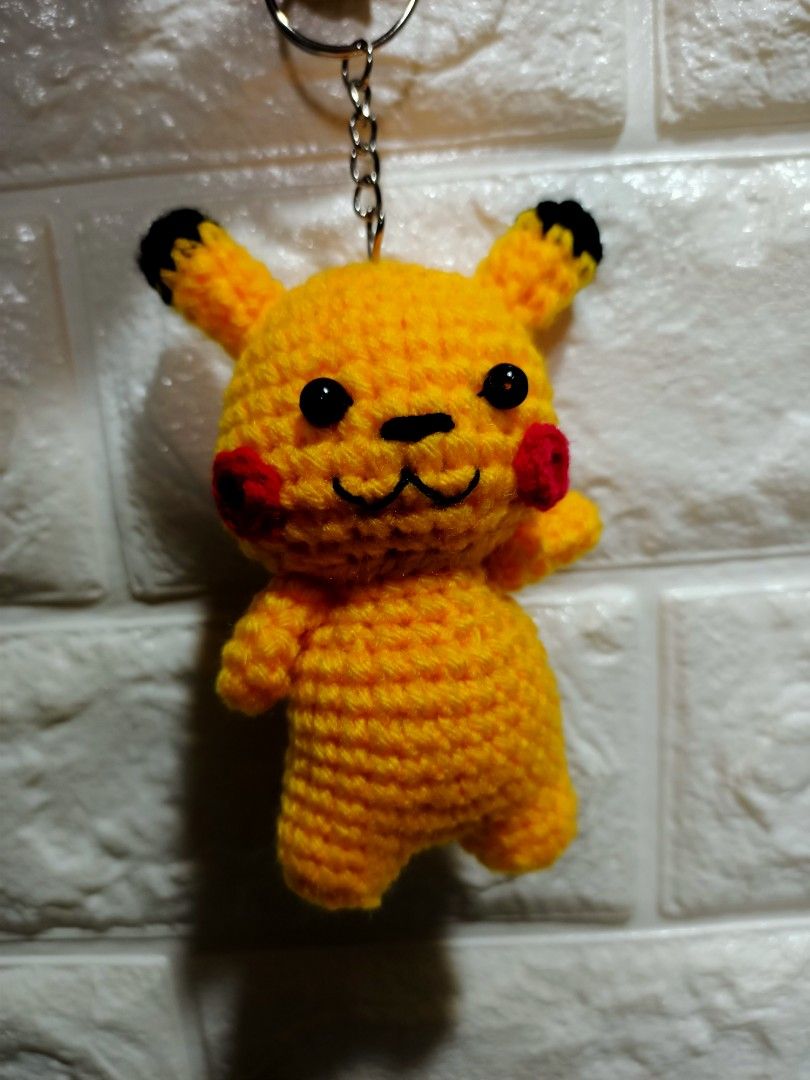 100% handmade crochet Pikachu keychain from Chiang Mai., Hobbies & Toys ...