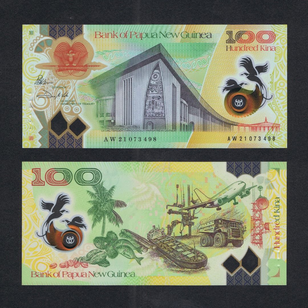 2021 PAPUA NEW GUINEA 100 KINA POLYMER P-54a UNC > TANKER AIRPLANE ...