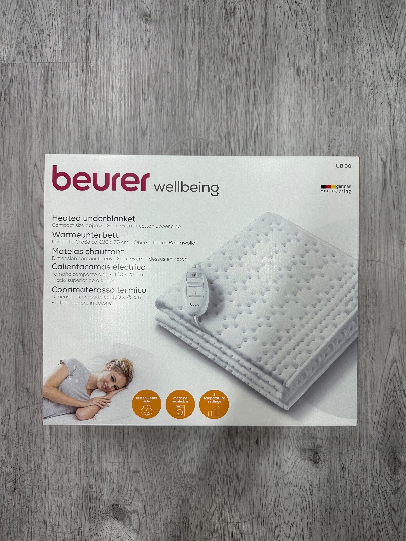 (全新行貨 5年保用) BEURER Compact Heated Underblanket 單人電暖床墊 UB 30, 傢俬＆家居, 傢俬, 床架及床褥 - Carousell