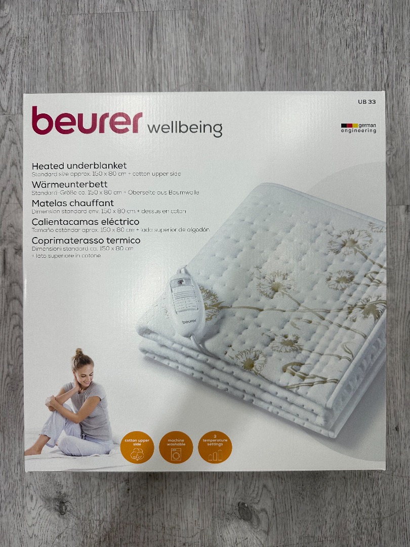 （全新行貨 5年保用）BEURER Heated Underblanket 單人電暖床墊 UB 33, 傢俬＆家居, 傢俬, 床架及床褥 - Carousell