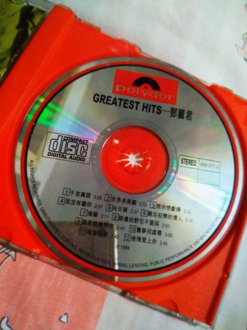 鄧麗君 寶麗金金裝系列 GREATST HITS CD 細IFPI AA++, 興趣及遊戲, 音樂、樂器 & 配件, 音樂與媒體 - CD 及 ...