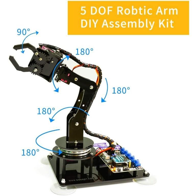 Adeept 5-DOF Robot Arm 5Axis Robotic Arm Kit Compatible With Arduino ...