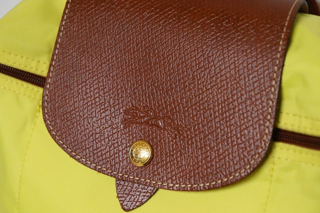 Authentic LongChamp Le Pliage Yellow backpack, Barang Mewah, Tas ...