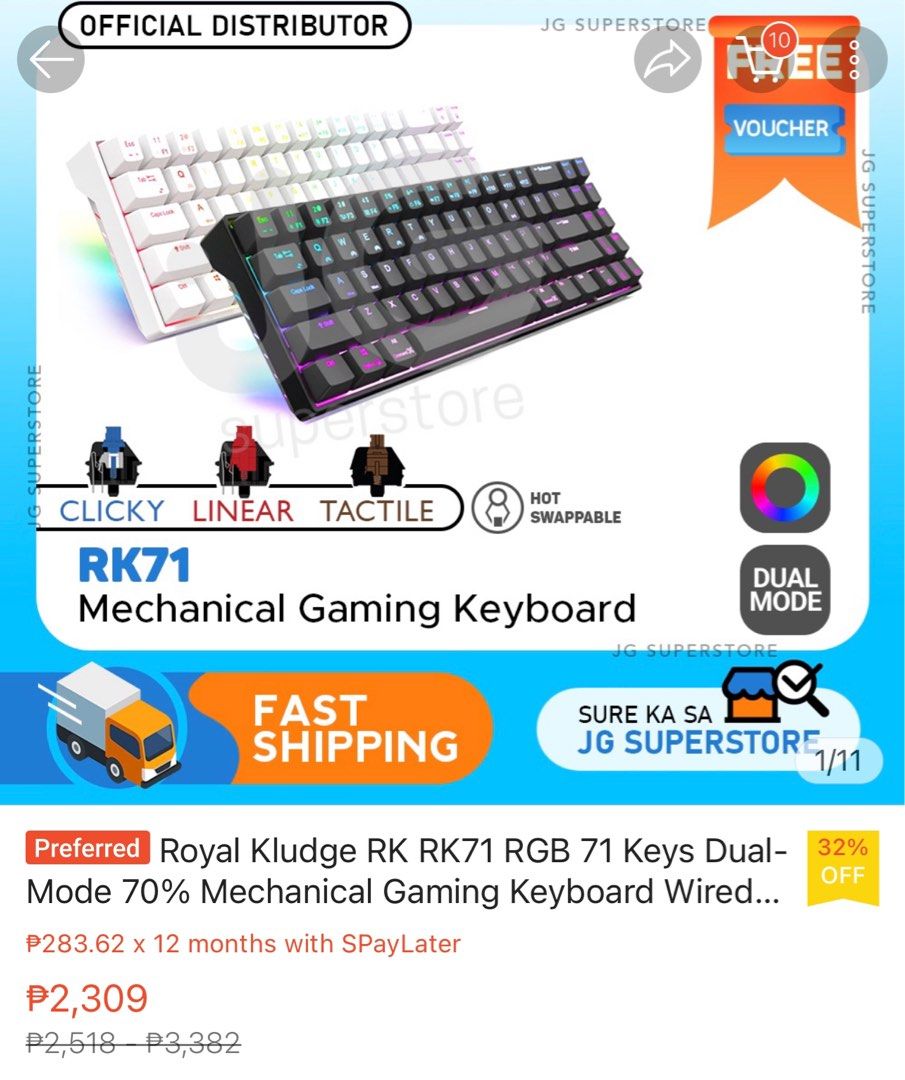 Authentic Royal Kludge RK71 Mechanical Keyboard, Computers & Tech ...