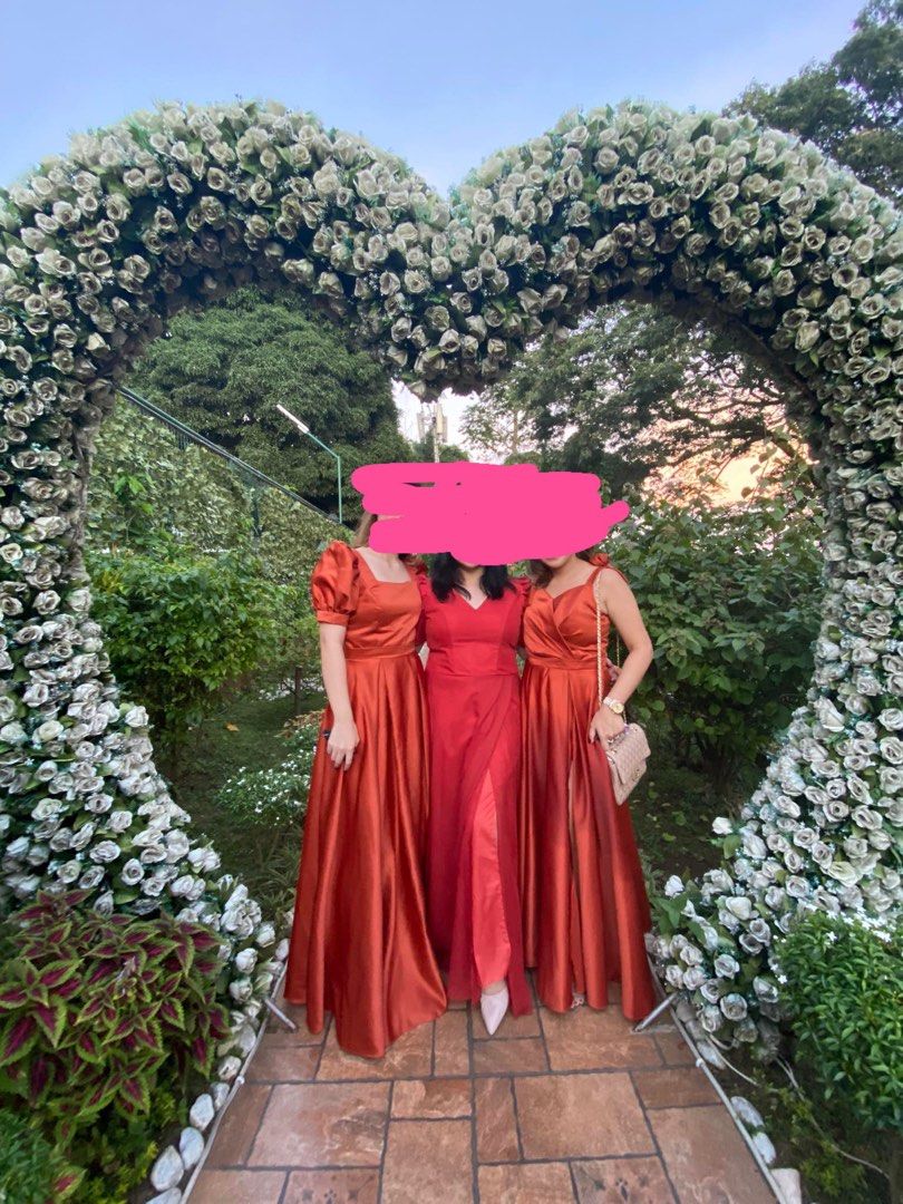 Bridesmaid Entourage Long Evening Gown Rust Color Burnt Orange Color ...