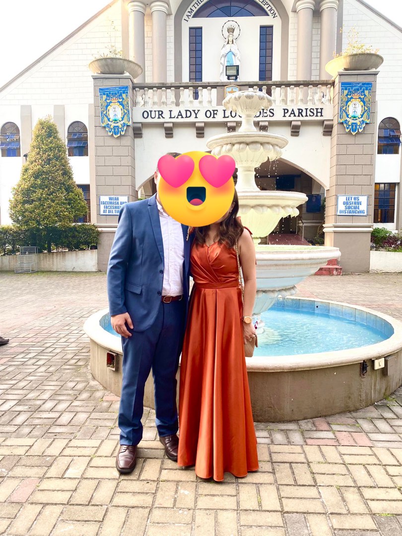 Bridesmaid Entourage Long Evening Gown Rust Color Burnt Orange Color ...