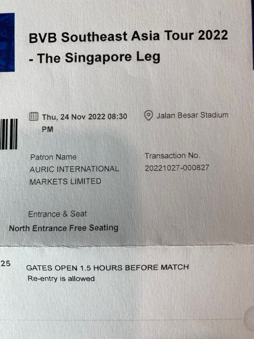 BVB south east Asia tour tickets dortmund, Tickets & Vouchers, Event Tickets on Carousell