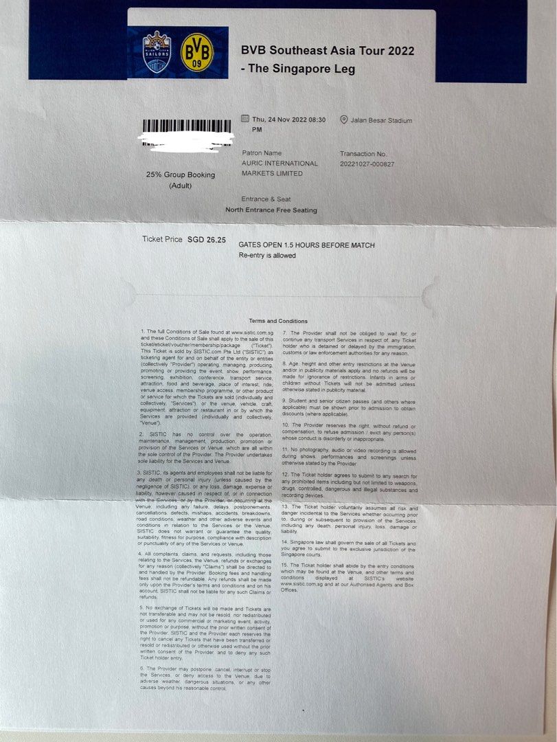 BVB south east Asia tour tickets dortmund, Tickets & Vouchers, Event Tickets on Carousell