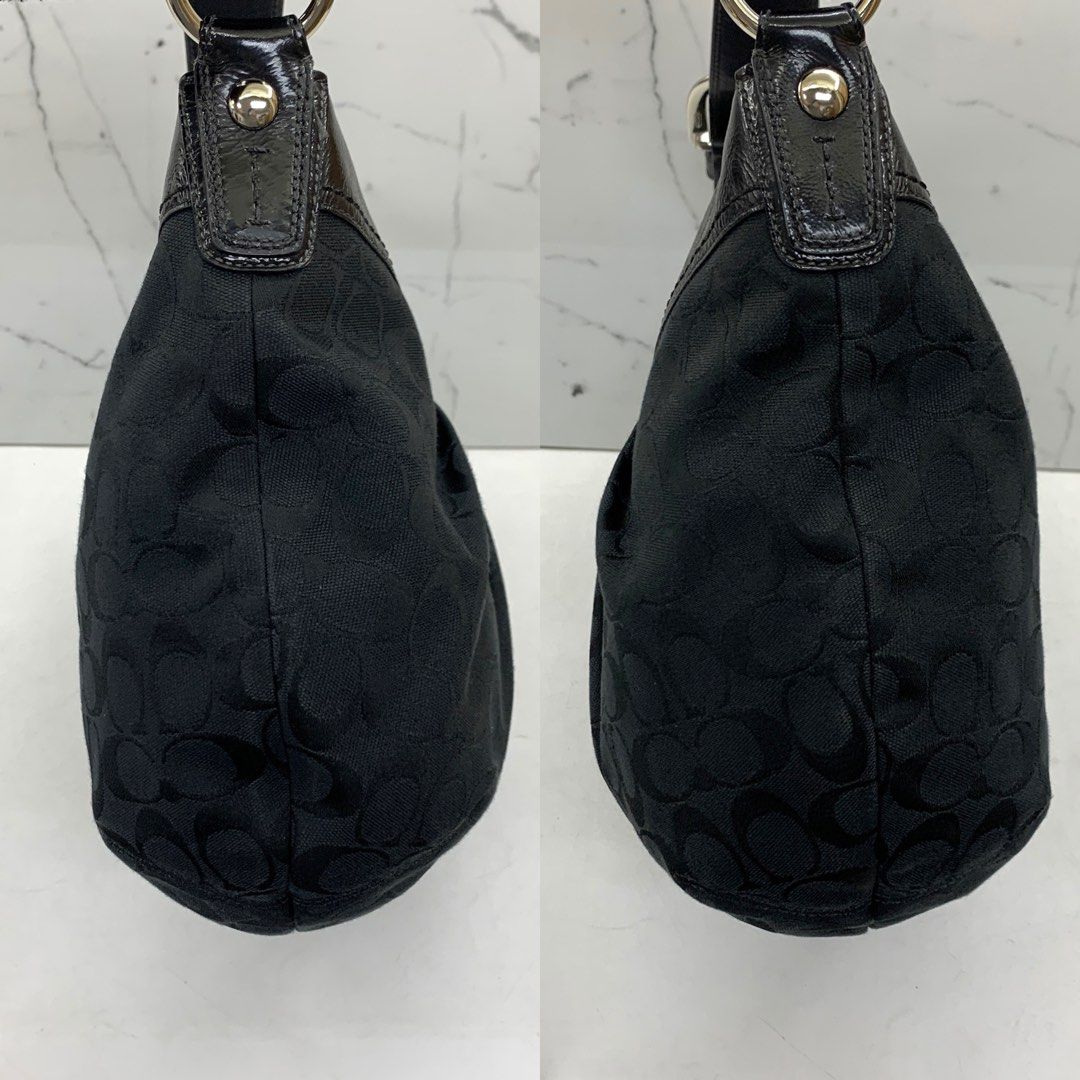 COACH F13741 BLACK SIGNATURE CANVAS SOHO ONE SHOULDER BAG 227021506 ...