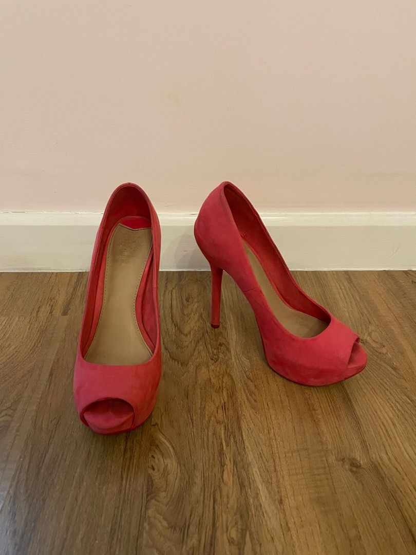 Coral Pink Bershka Heels, Women's Fashion, Footwear, Heels on Carousell