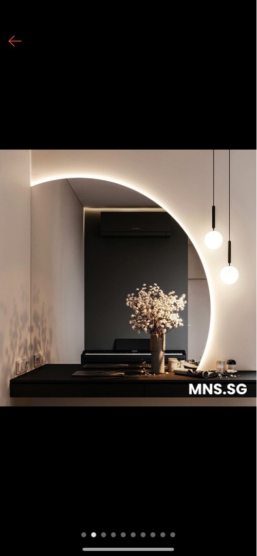 Curved Mirror with light, Furniture & Home Living, Home Decor, Mirrors ...