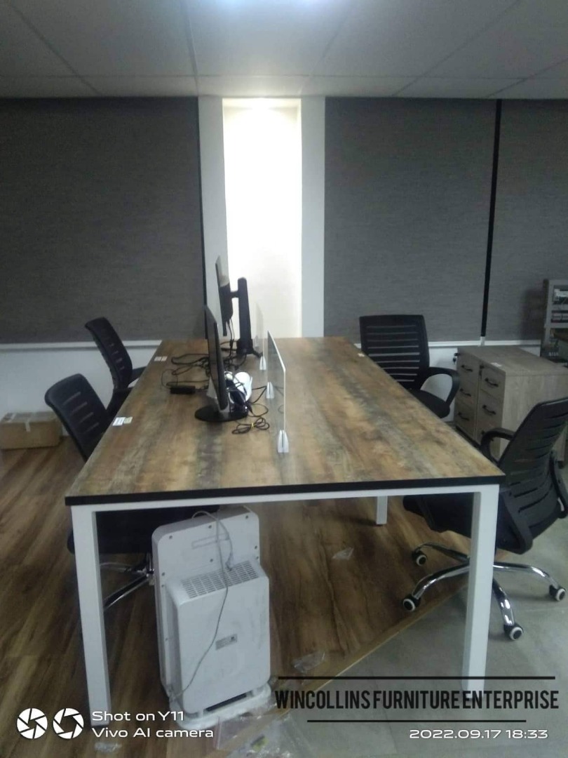 -Customized Workstation Table wirth acrylic panel, 4 seaters, Furniture ...