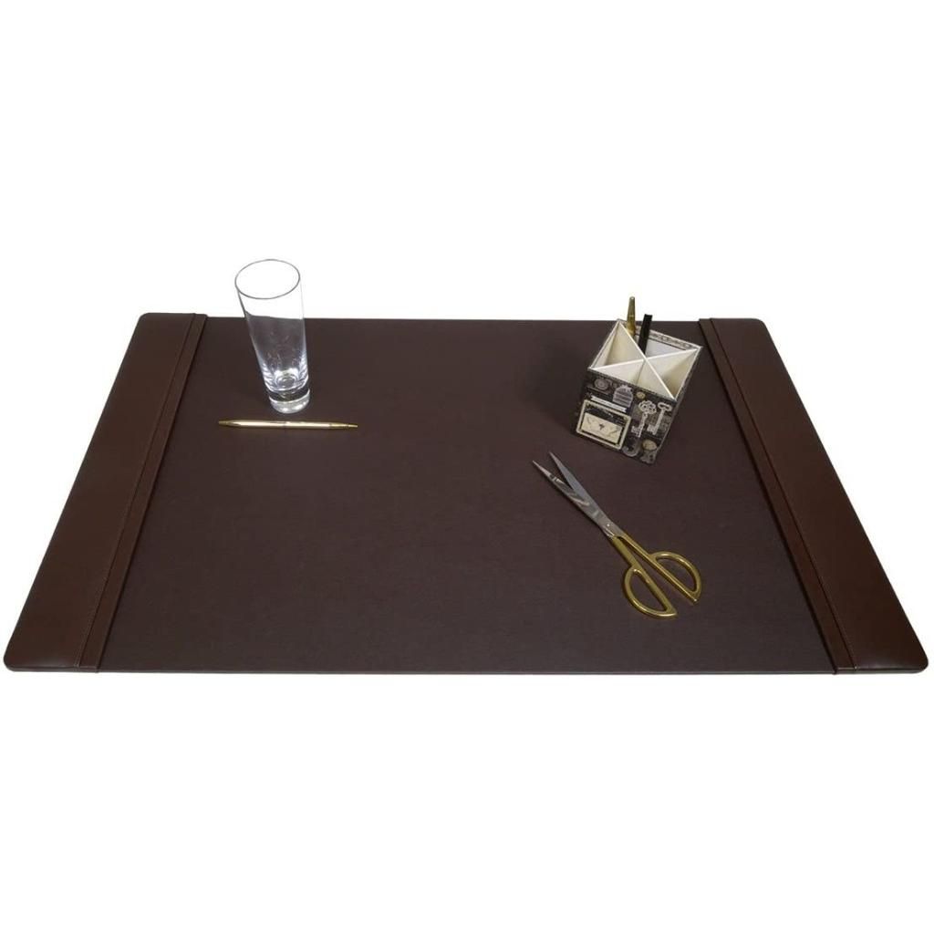 Dacasso Classic Leather Side Rail desk pad, Chocolate Brown, 34 x 20 ...