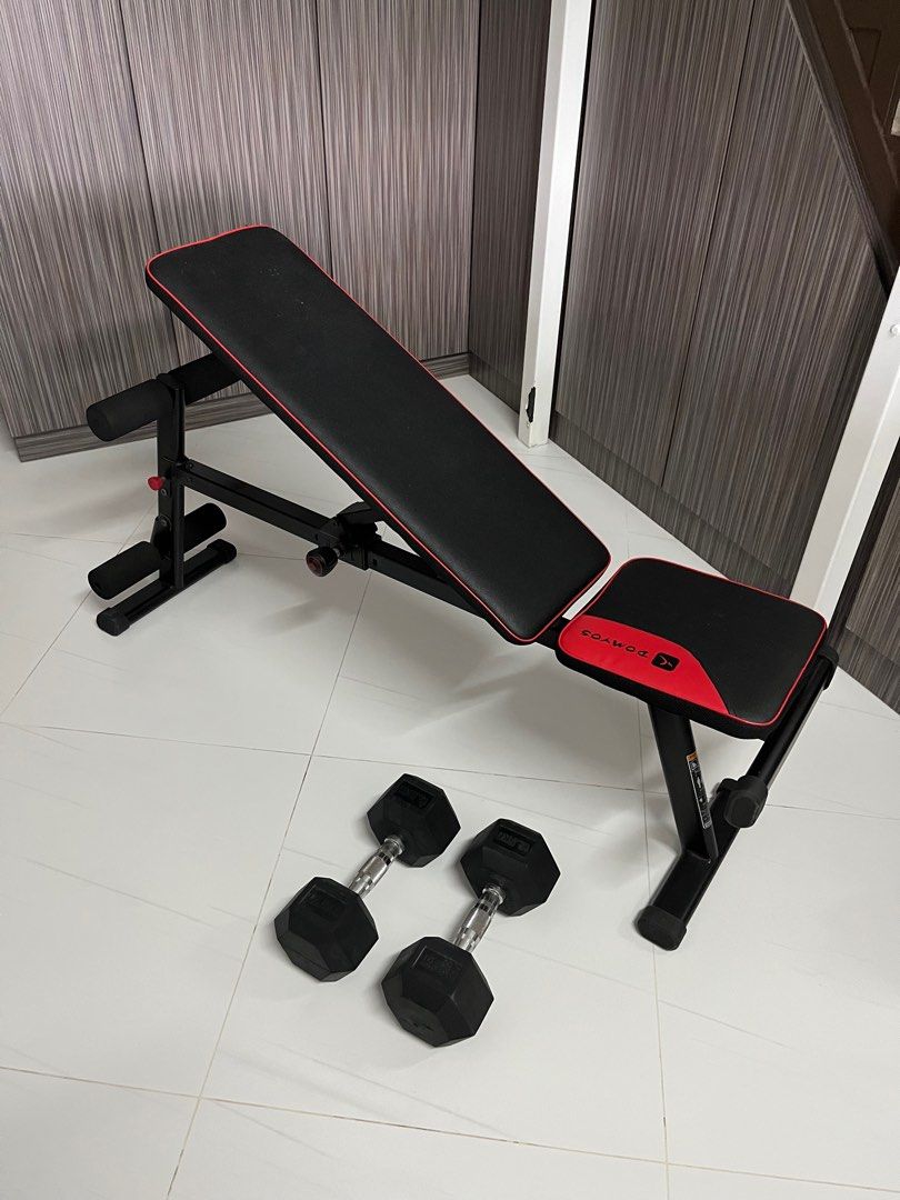 Domyos adjustable bench / hexagon dumbbells, Sports Equipment, Exercise ...