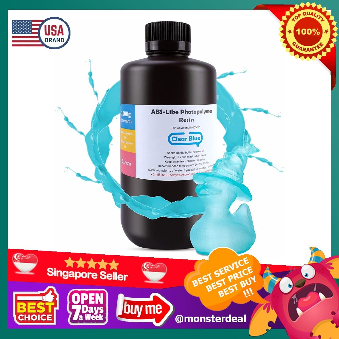 ELEGOO ABS-Like Resin Rapid UV Curing 405nm Standard Photopolymer Resin ABS 3D Resin High ...