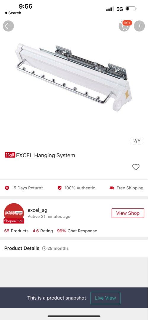 Excel’s retractable hanging system for wardrobe, Furniture & Home ...