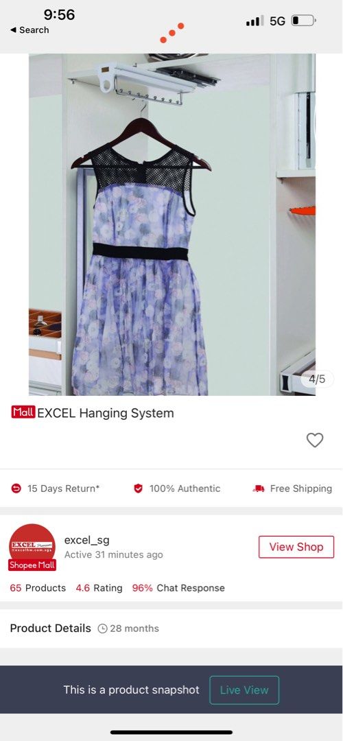 Excel’s retractable hanging system for wardrobe, Furniture & Home ...