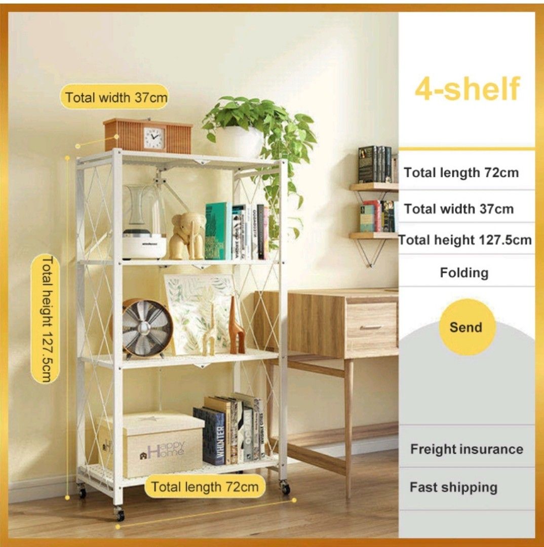 Folding Rack / Storage Rack / Kitchen Rack / Foldable Rack with Wheel ...